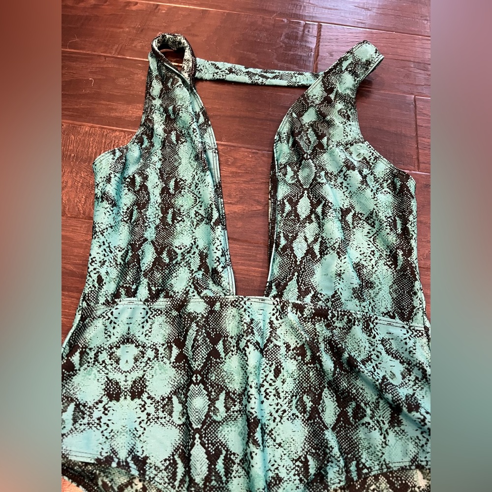 Beach Riot Green Snake Skin One Piece - Gem
